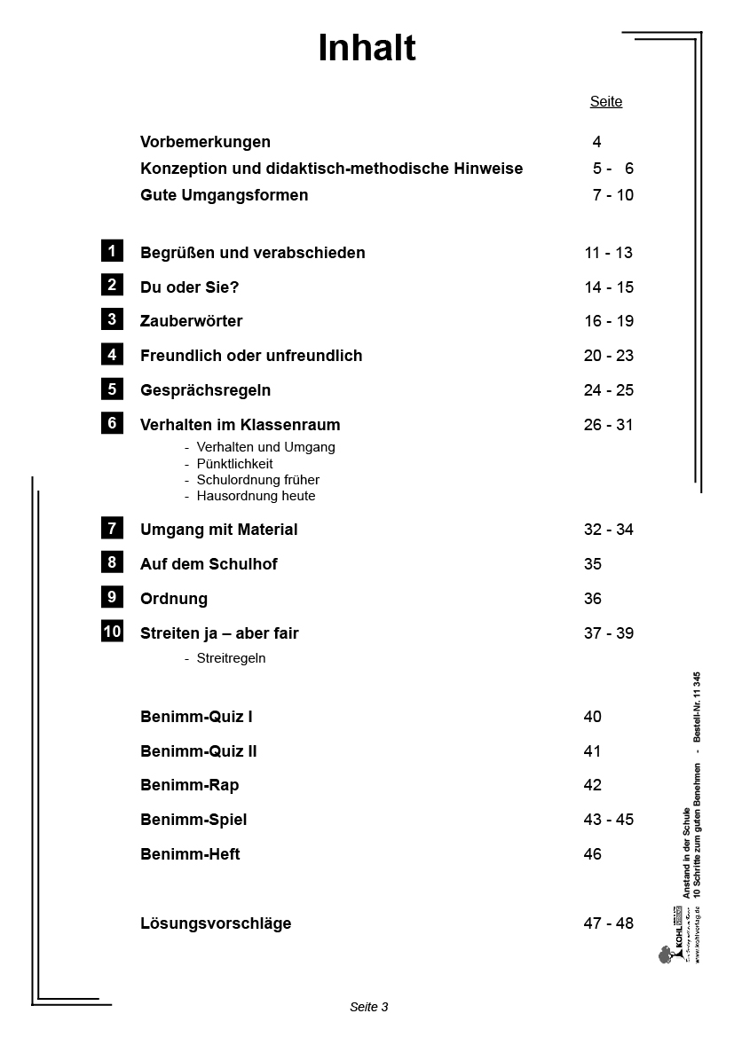 Anstand in der Schule