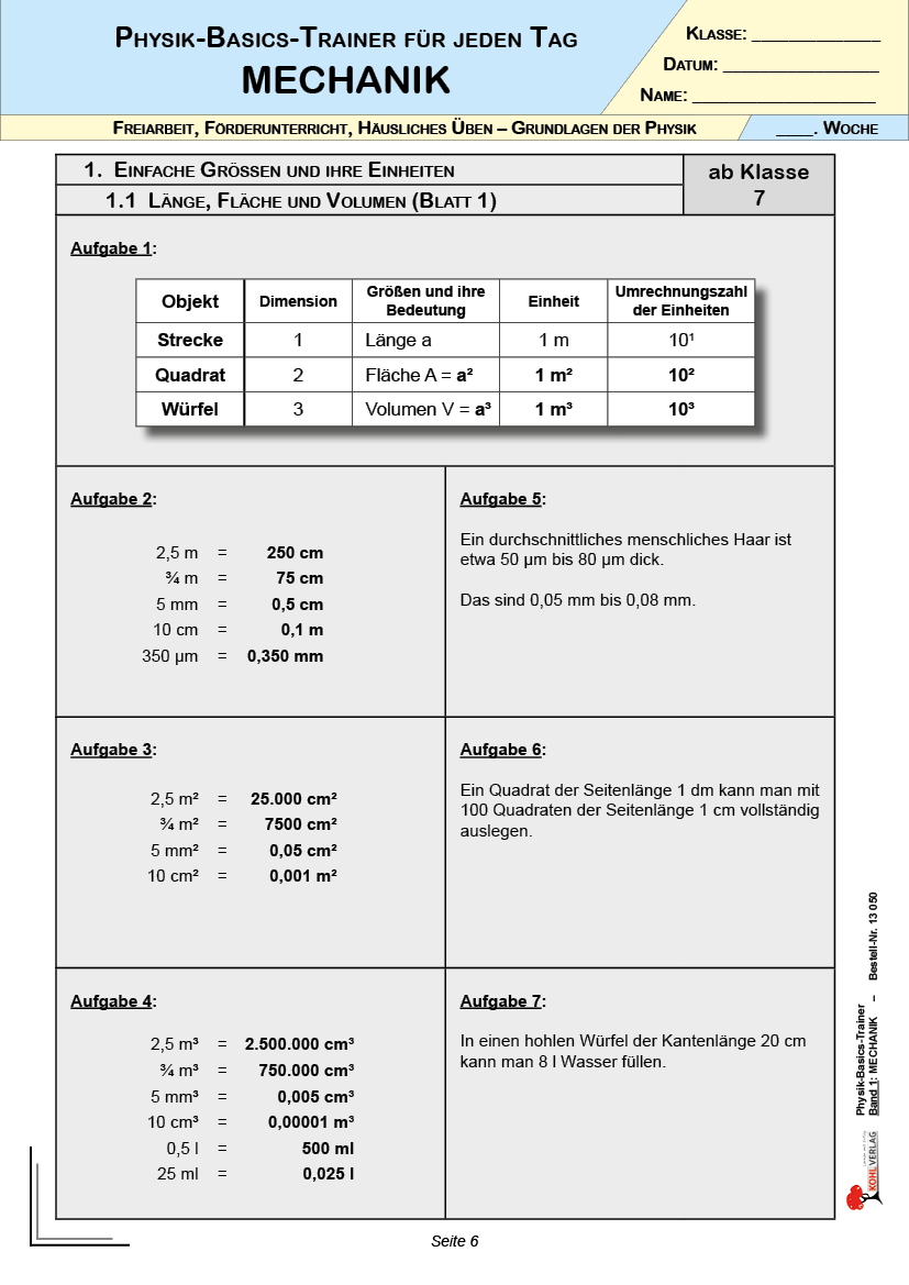 Physik-Basics-Trainer / Band 1: Mechanik