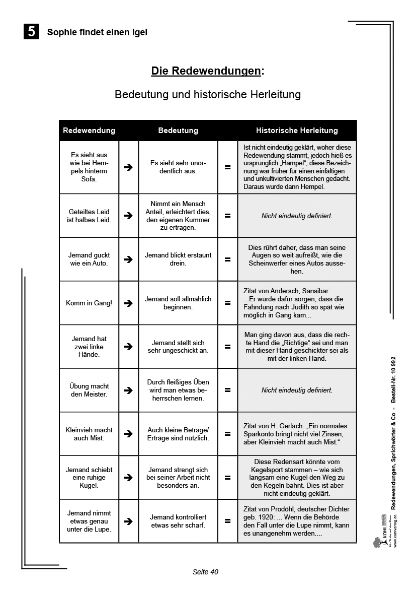 Redewendungen, Sprichwörter & Co