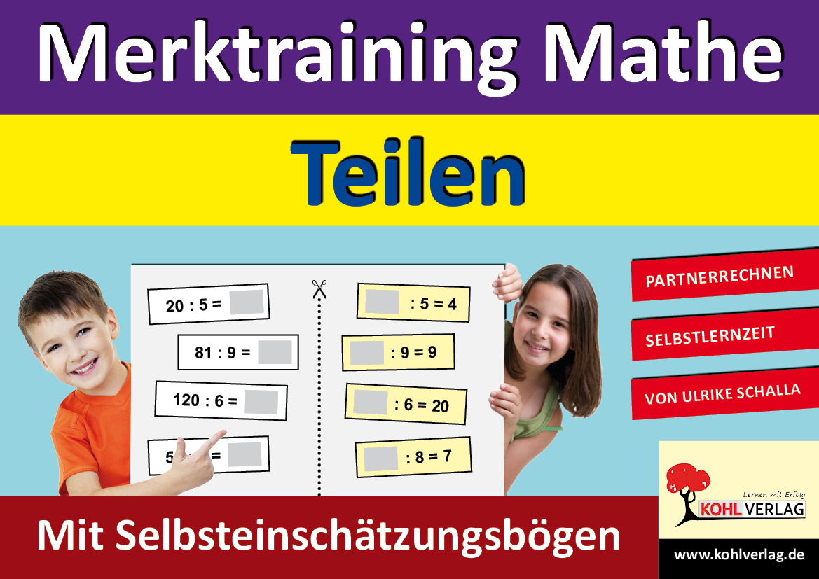 Merktraining Mathe - Teilen - mit Selbsteinschätzungsbögen