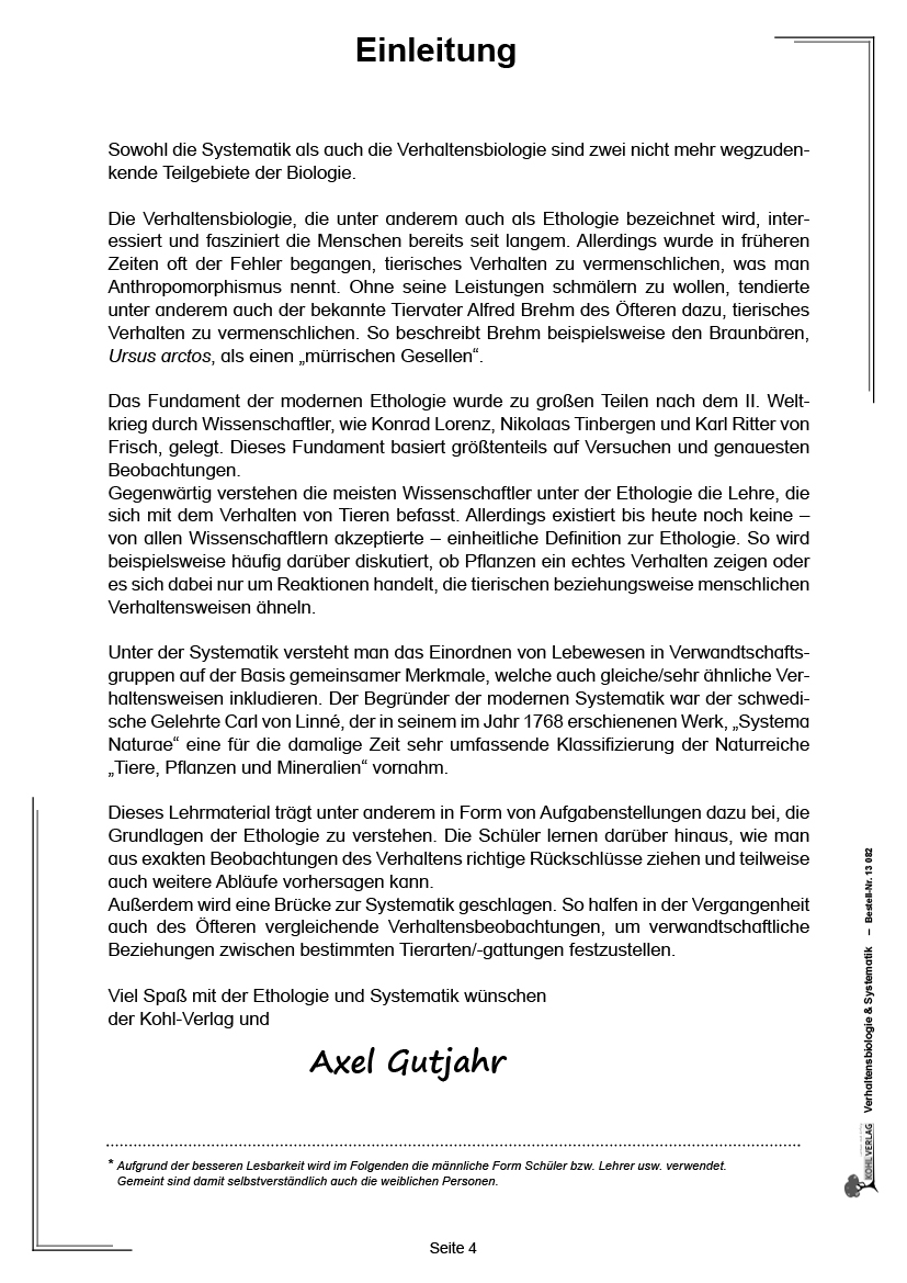 Verhaltensbiologie & Systematik