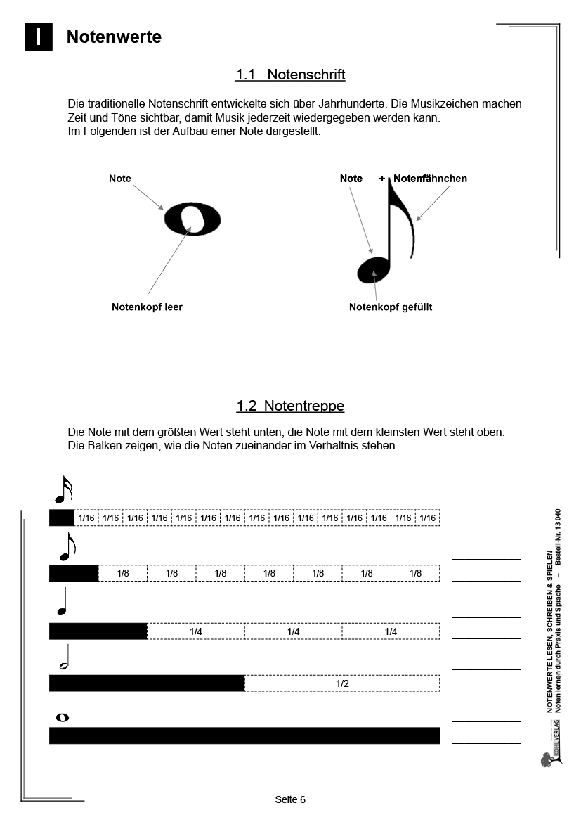 Notenwerte lesen, schreiben und spielen