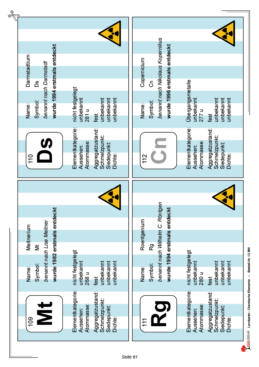 Lernkartei Chemische Elemente