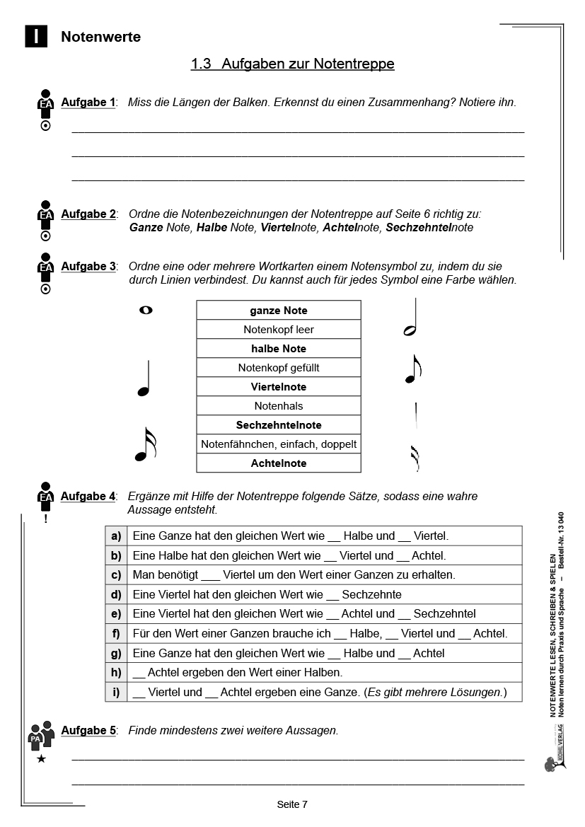 Notenwerte lesen, schreiben und spielen