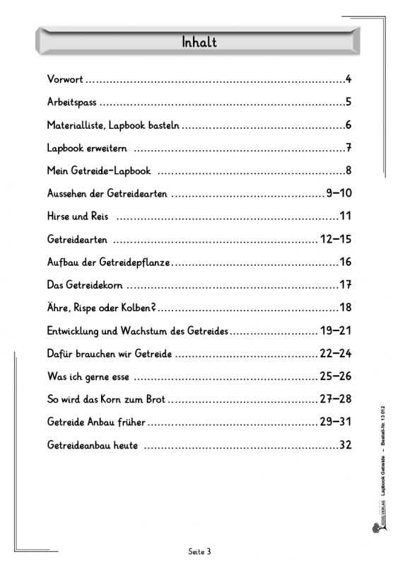 Lapbook Getreide