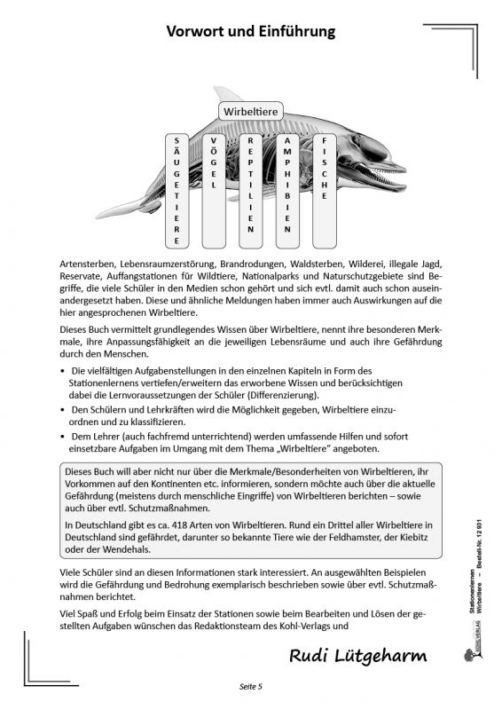 Stationenlernen Wirbeltiere