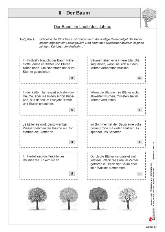 Arbeitsblätter zum Thema: Der Baum