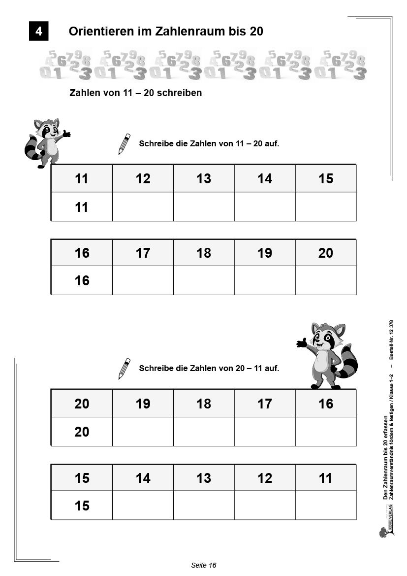 Den Zahlenraum bis 20 erfassen