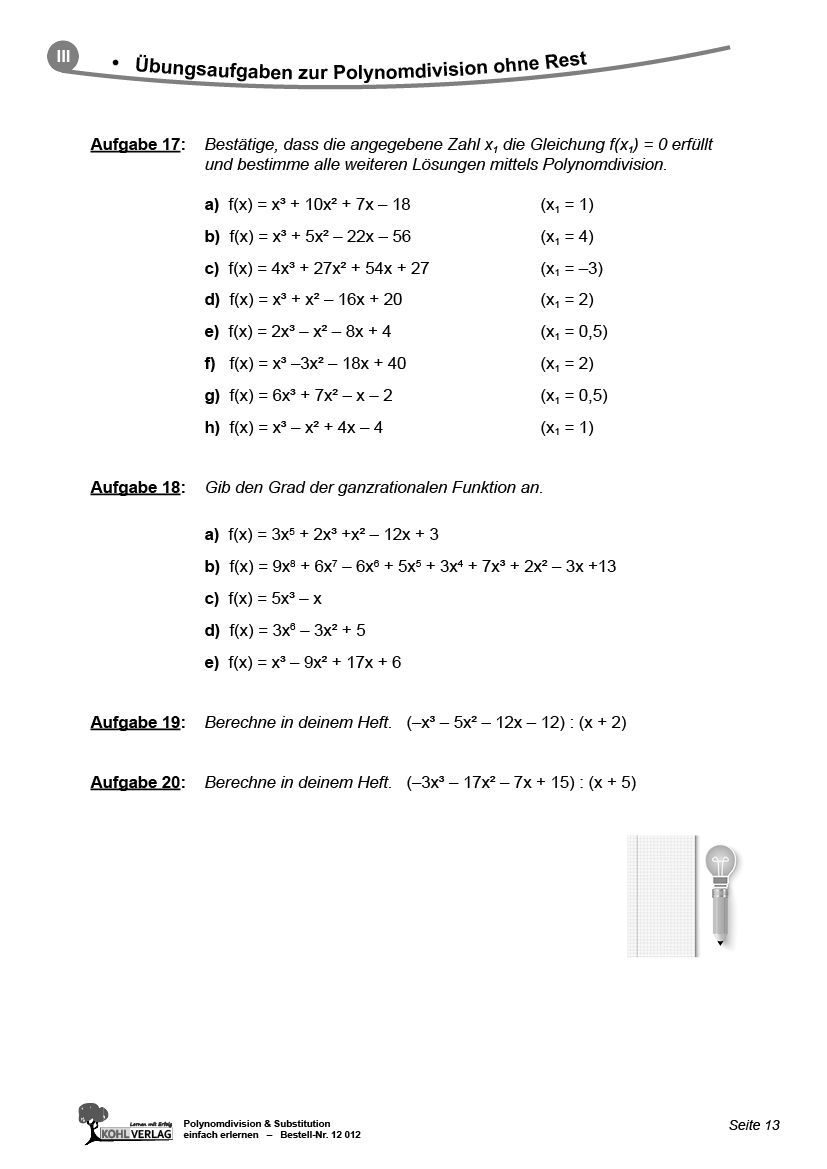 Polynomdivision & Substitution - ... einfach erlernen