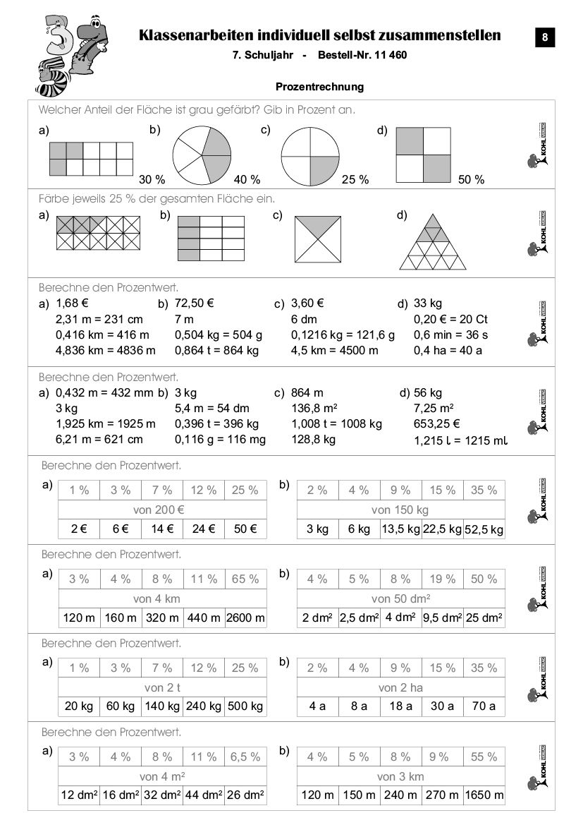 Klassenarbeiten MATHE / Klasse 7