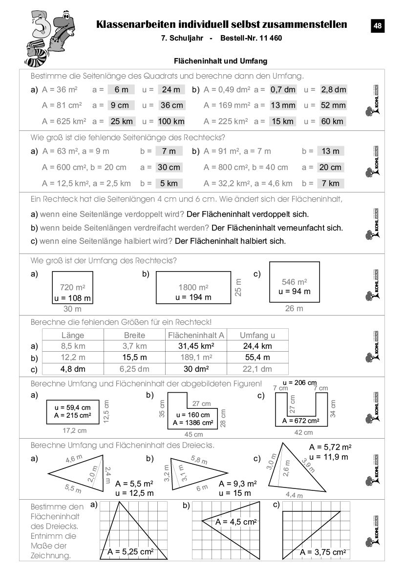 Klassenarbeiten MATHE / Klasse 7