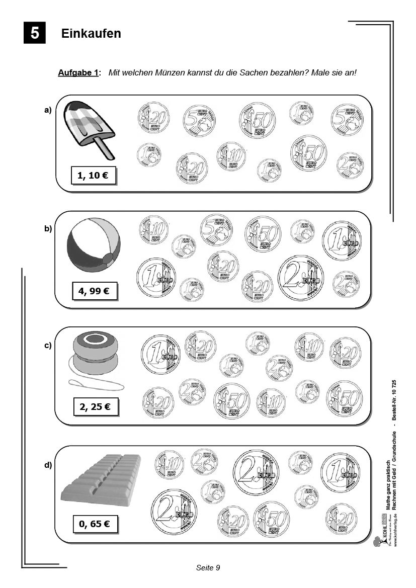 Rechnen mit Geld / Grundschule